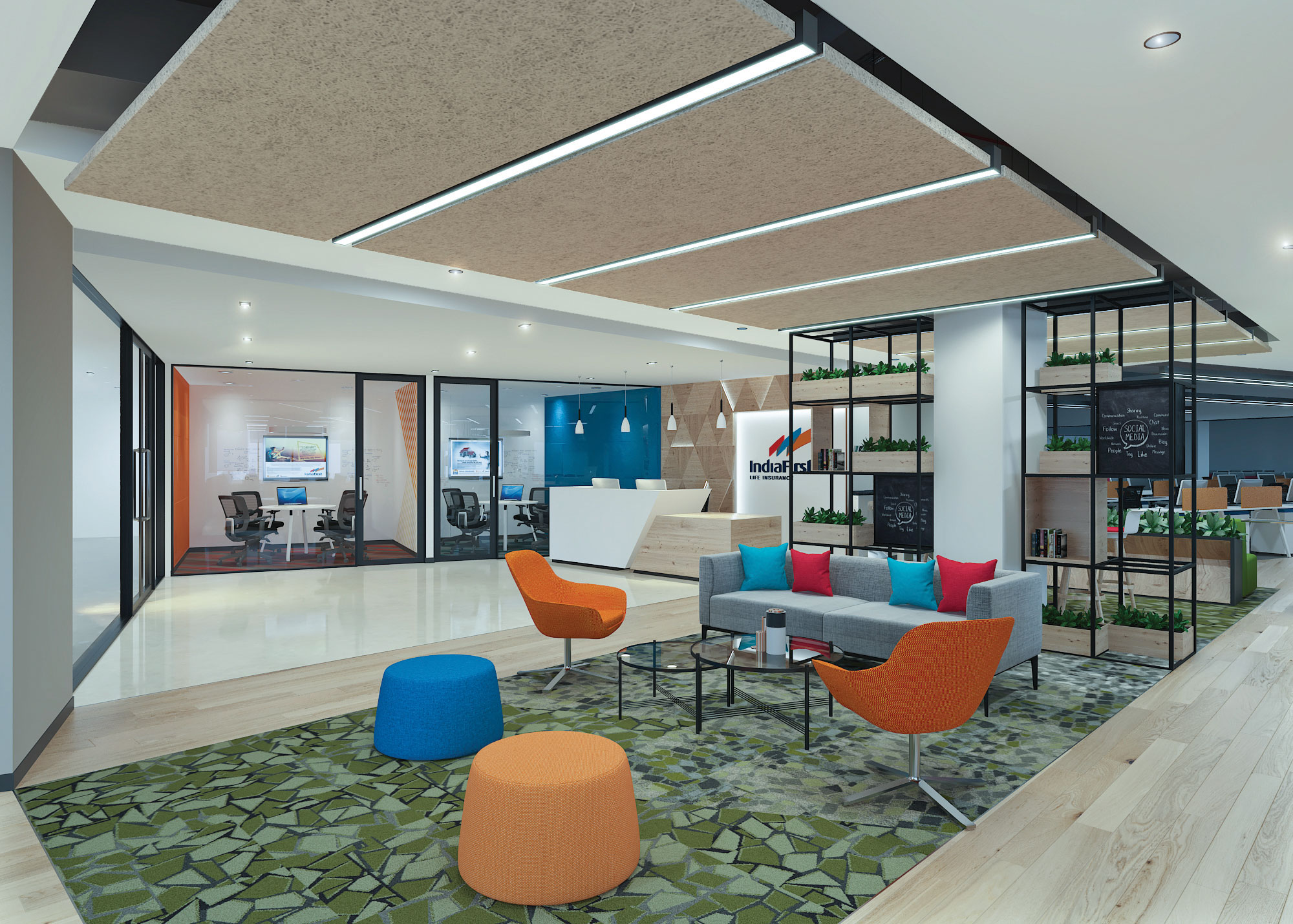 IndiaFirst Life Insurance office at Mumbai by ANJ - Commercial Design India